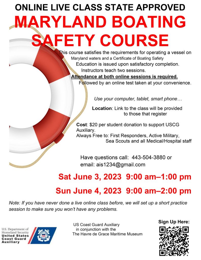 ONLINE MARYLAND BOATING SAFETY COURSE | Havre De Grace MD Events
